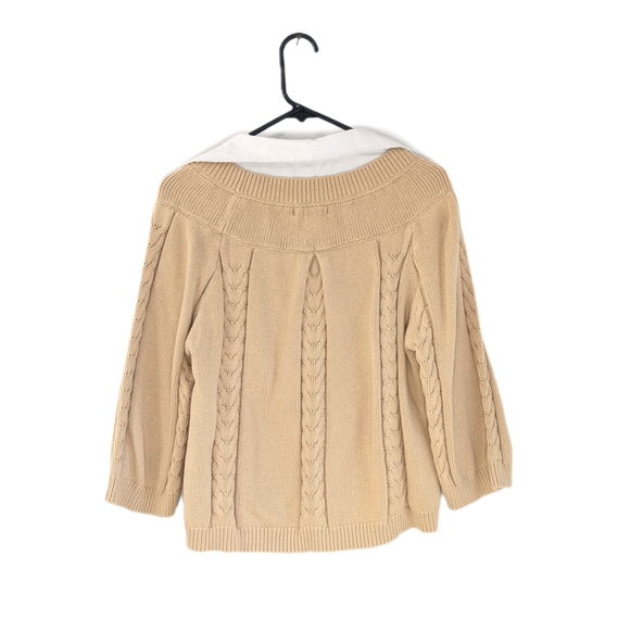 Dress Barn | Sweaters | Early 200s Beigewhite Preppy Cable Knit Builtin ...